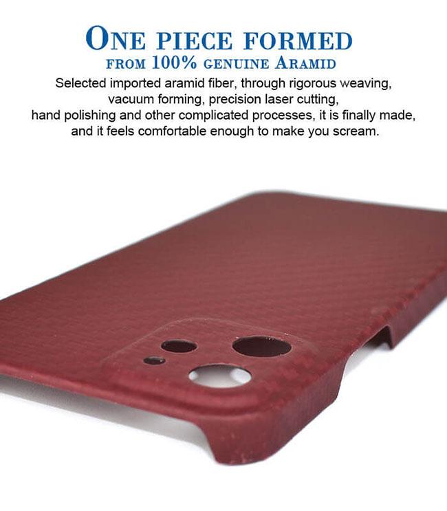 Carbon Fiber Phone Case iPhone 12 Mini Red Color Aramid Fiber Case