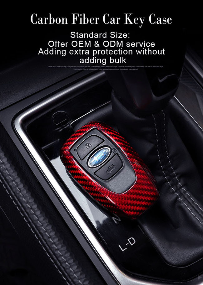Glossy Slip Resistant Carbon Fiber Key Case For SUBARU