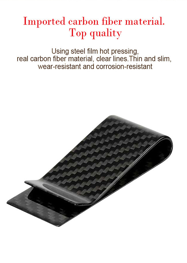 Black Light Weight Glossy Carbon Fiber Money Clips Wallets